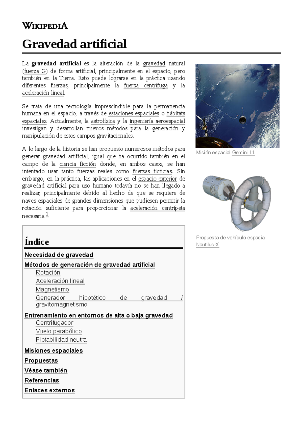 Gravedad artificial - sssss - Misión espacial Gemini 11 Propuesta de ...