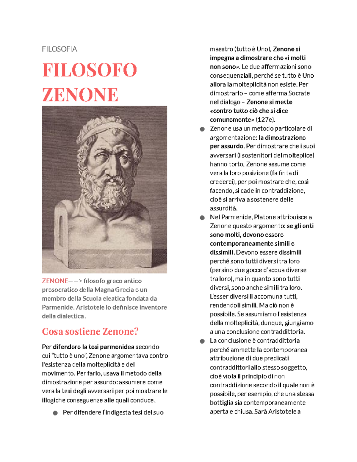 Zenone - Appunti generali sui filosofi - FILOSOFIA FILOSOFO ZENONE ...