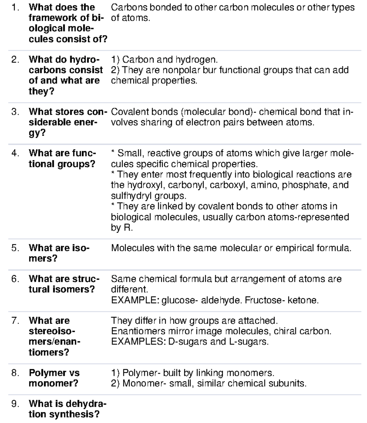 Biochemistry I 1.3 Building Blocks of Life - What does the framework of ...