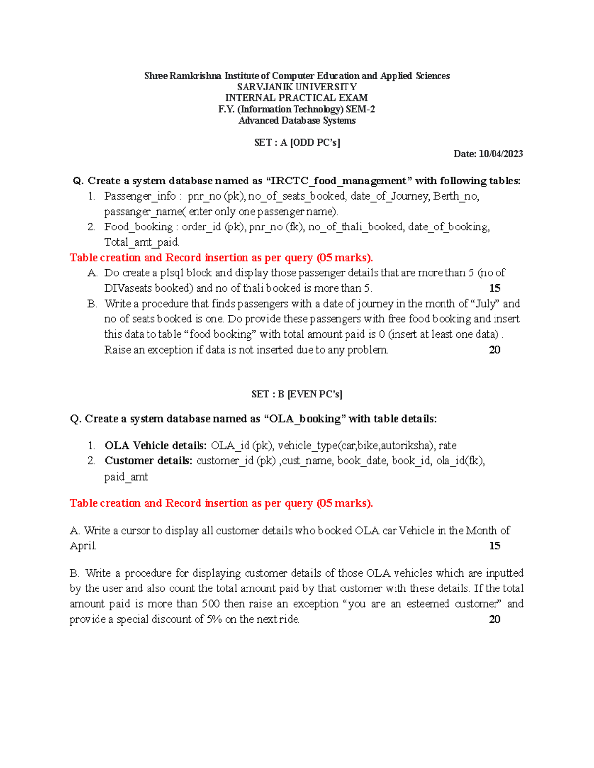 ADSA1 - Practical Assignment - Shree Ramkrishna Institute of Computer Education and Applied ...