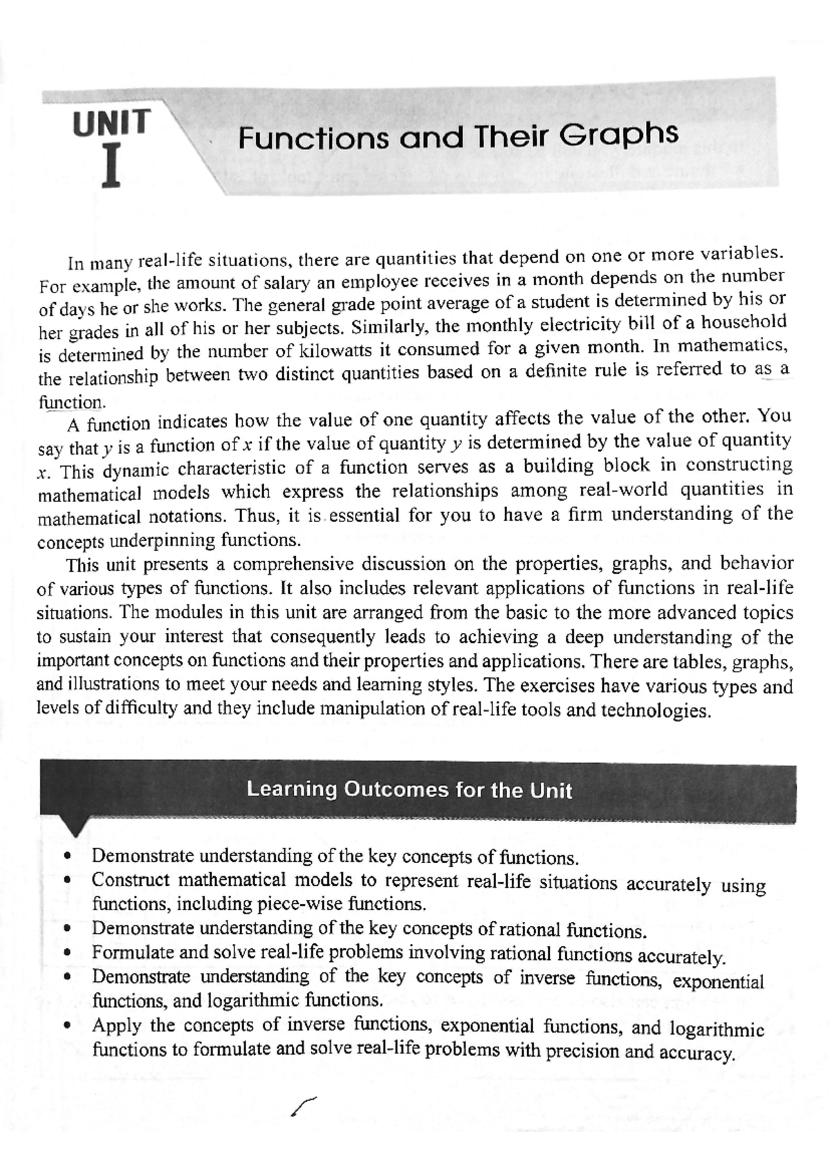 GEN MATH (WEEK 1) - None - UNIT Functions and Their Graphs I In many ...