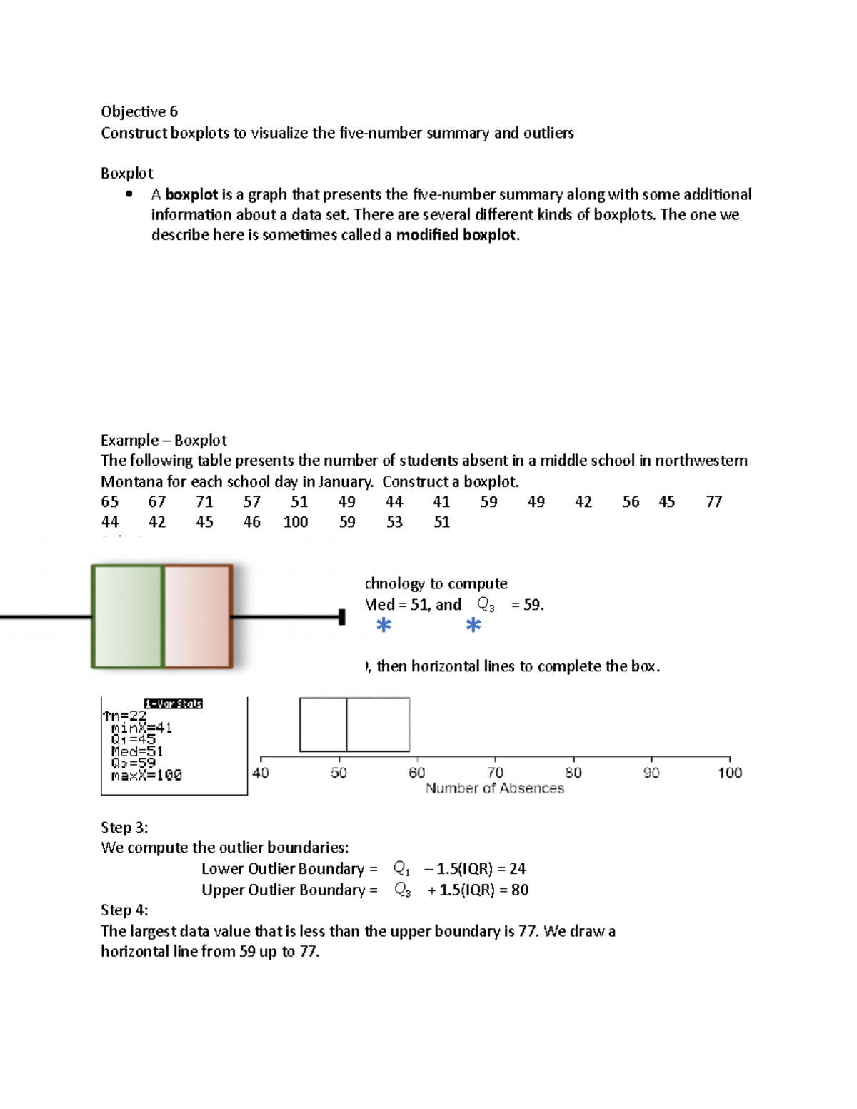 Ch. 3.3 (Math 241) Part 6 - Objective 6 Construct boxplots to visualize ...