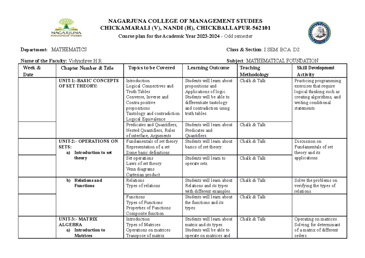 BCA 1st sem 2023 - Notes - NAGARJUNA COLLEGE OF MANAGEMENT STUDIES ...