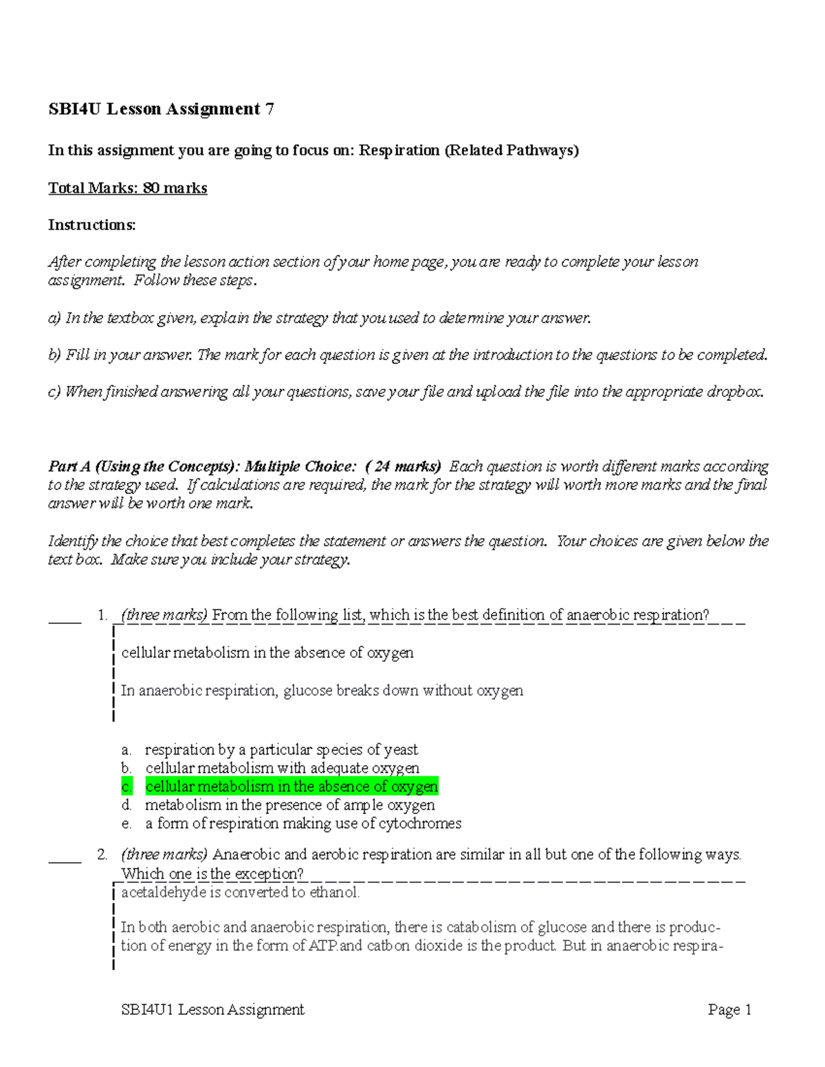 SBI4U Lesson Assignment 7 (docx) - SBI4U Lesson Assignment 7 In this ...