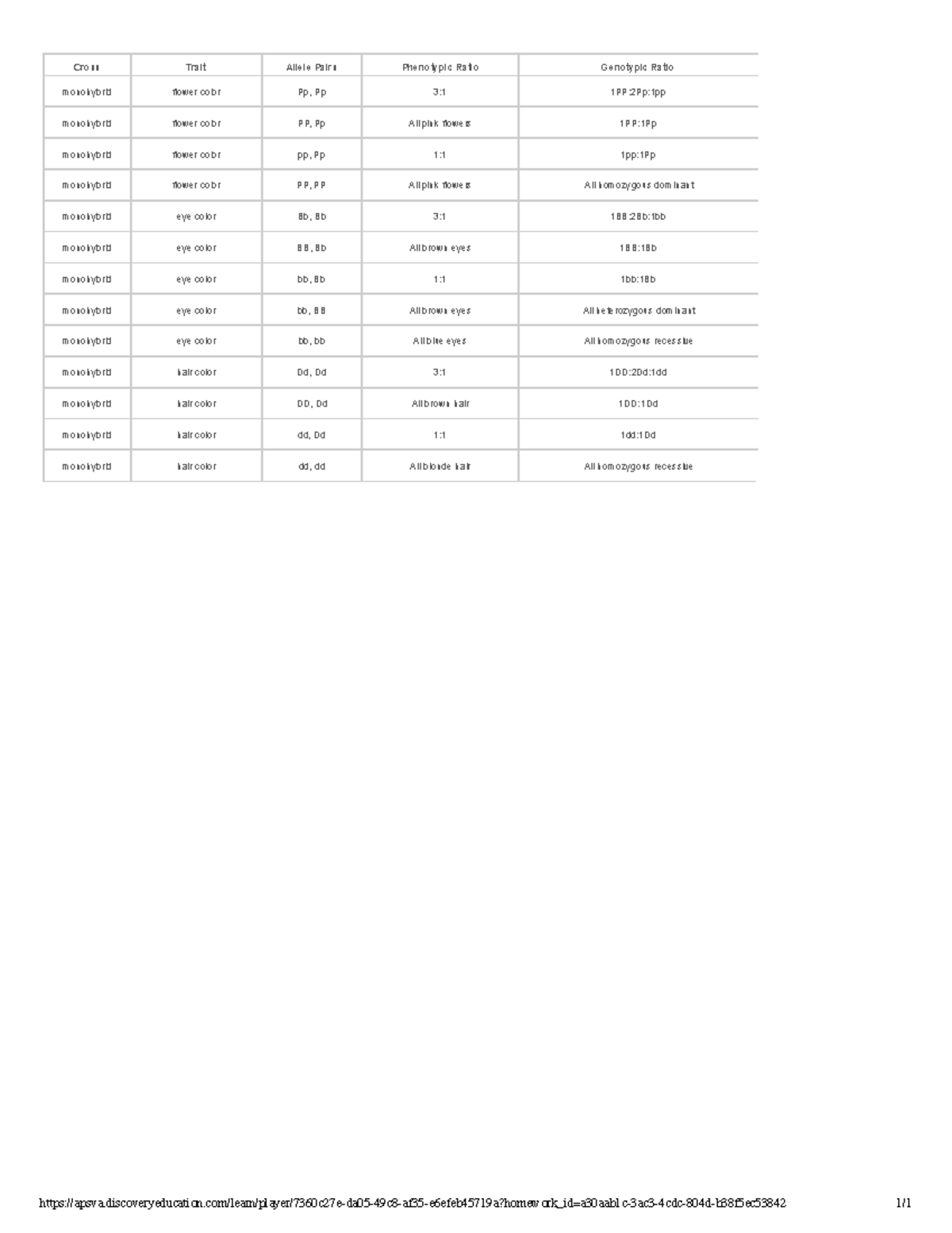 Genetics Discovery Education - monohybrid flower color Pp, Pp 3:1 1PP ...