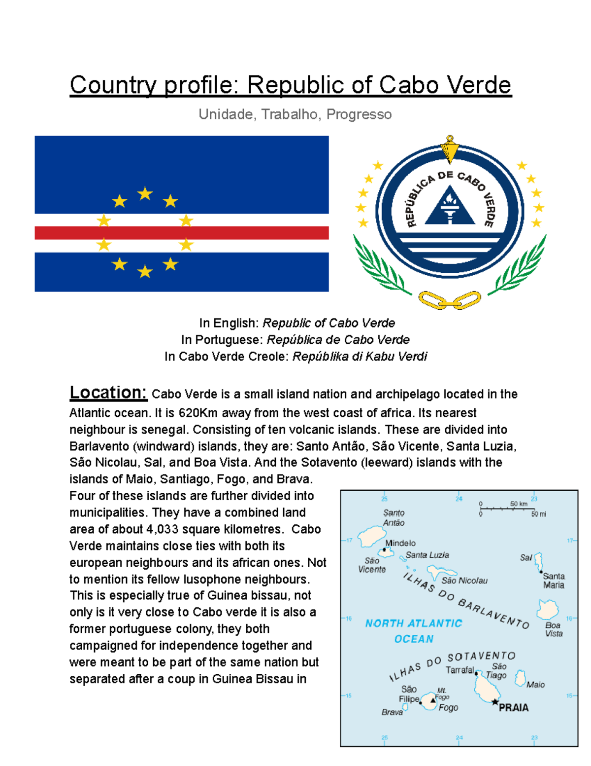 MUN Cabo Verde - Country profile: Republic of Cabo Verde Unidade ...