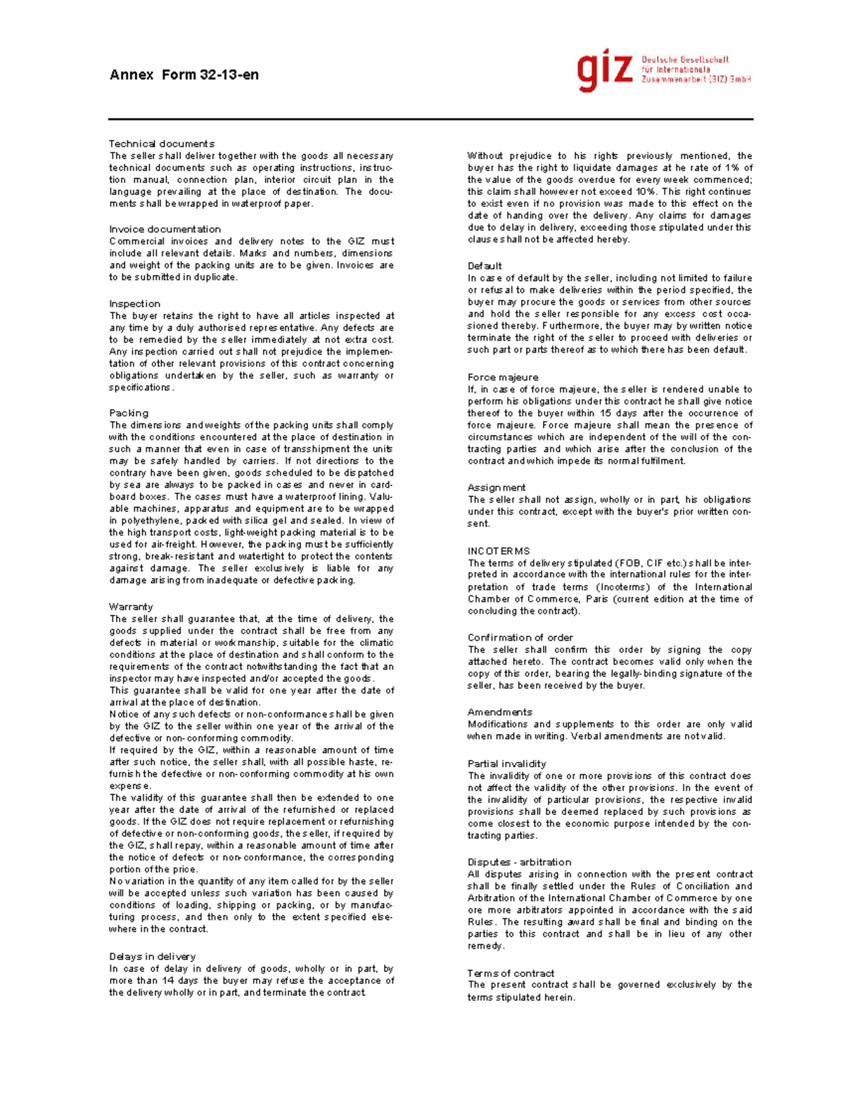 Annex - Tendering - Annex Form 32-13-en Technical documents The seller ...