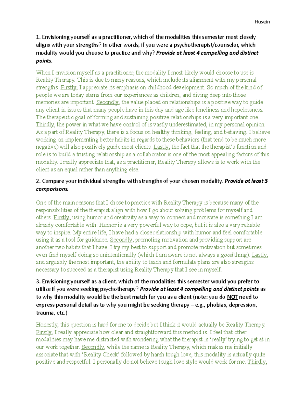 Case Study 3 - hw class notes - Husein Envisioning yourself as a ...