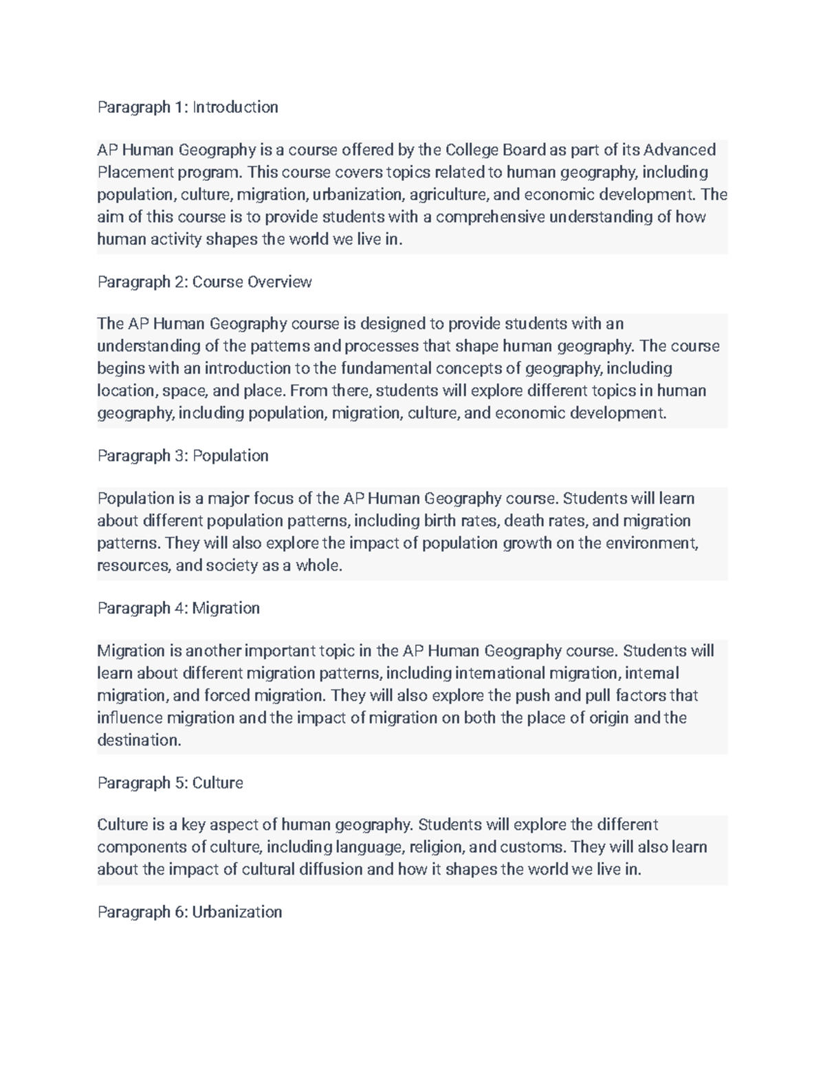 Untitled document (15) - Paragraph 1: Introduction AP Human Geography ...