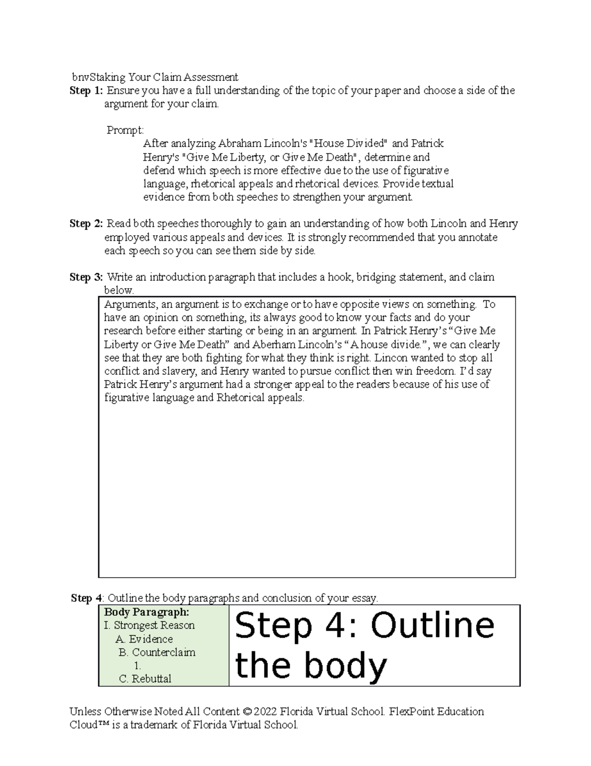Staking your claim assessment - bnvStaking Your Claim Assessment Step 1 ...