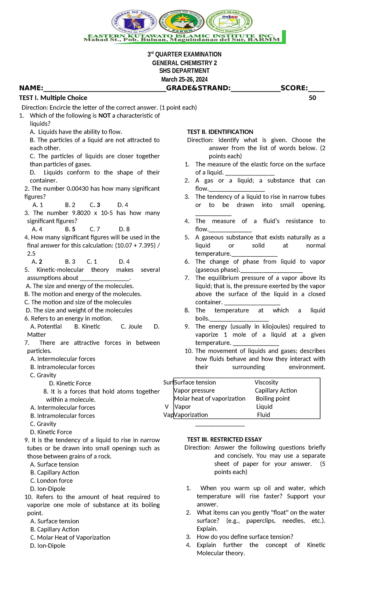 3RD Quarter GEN CHem2 - Please see attach copy for a brief summary - 3 ...