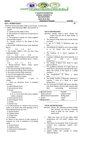 3RD Quarter GEN CHEM - 3 rd QUARTER EXAMINATION GENERAL CHEMISTRY 1 SHS ...