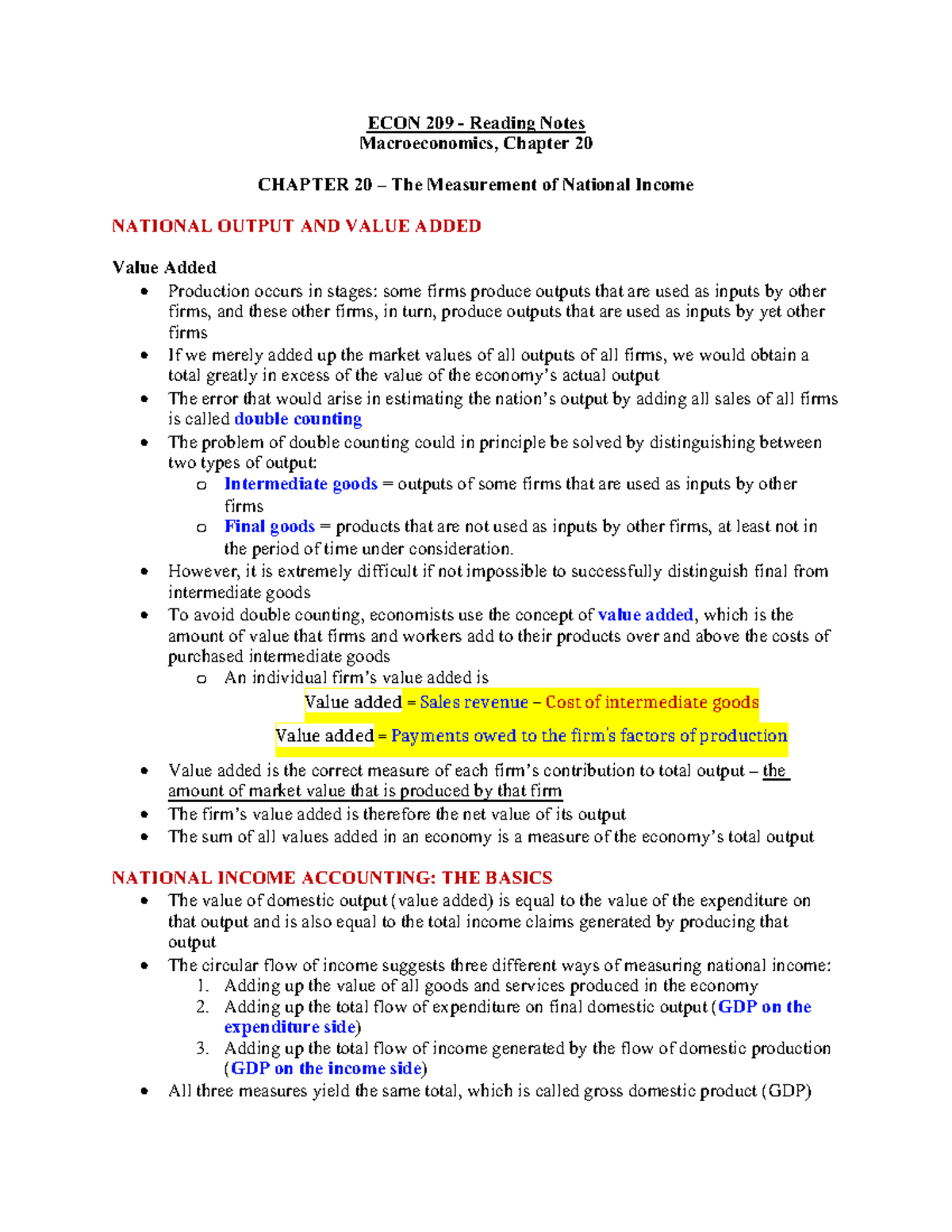 Ragan (14th edition) Chapter 20 Notes - **ECON 209 ­ Reading Notes ...