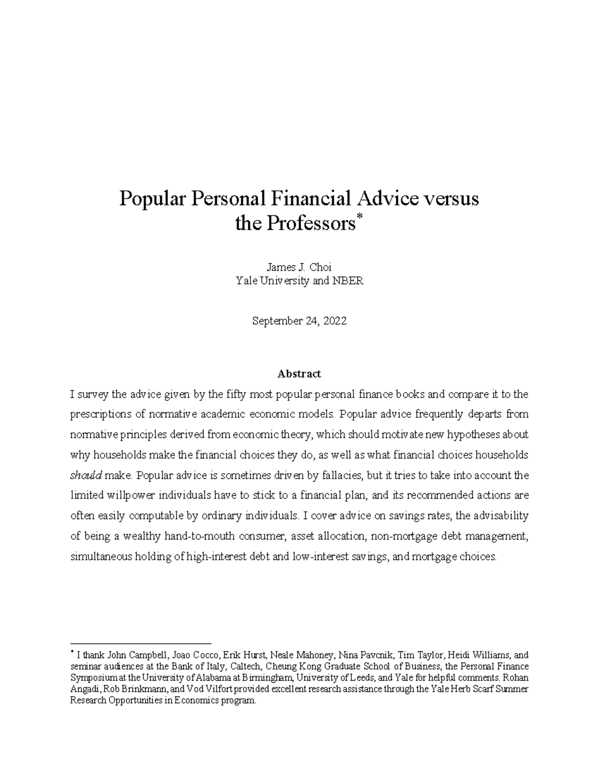 W5 Pre-lecture/tut readings - Popular Personal Financial Advice versus ...
