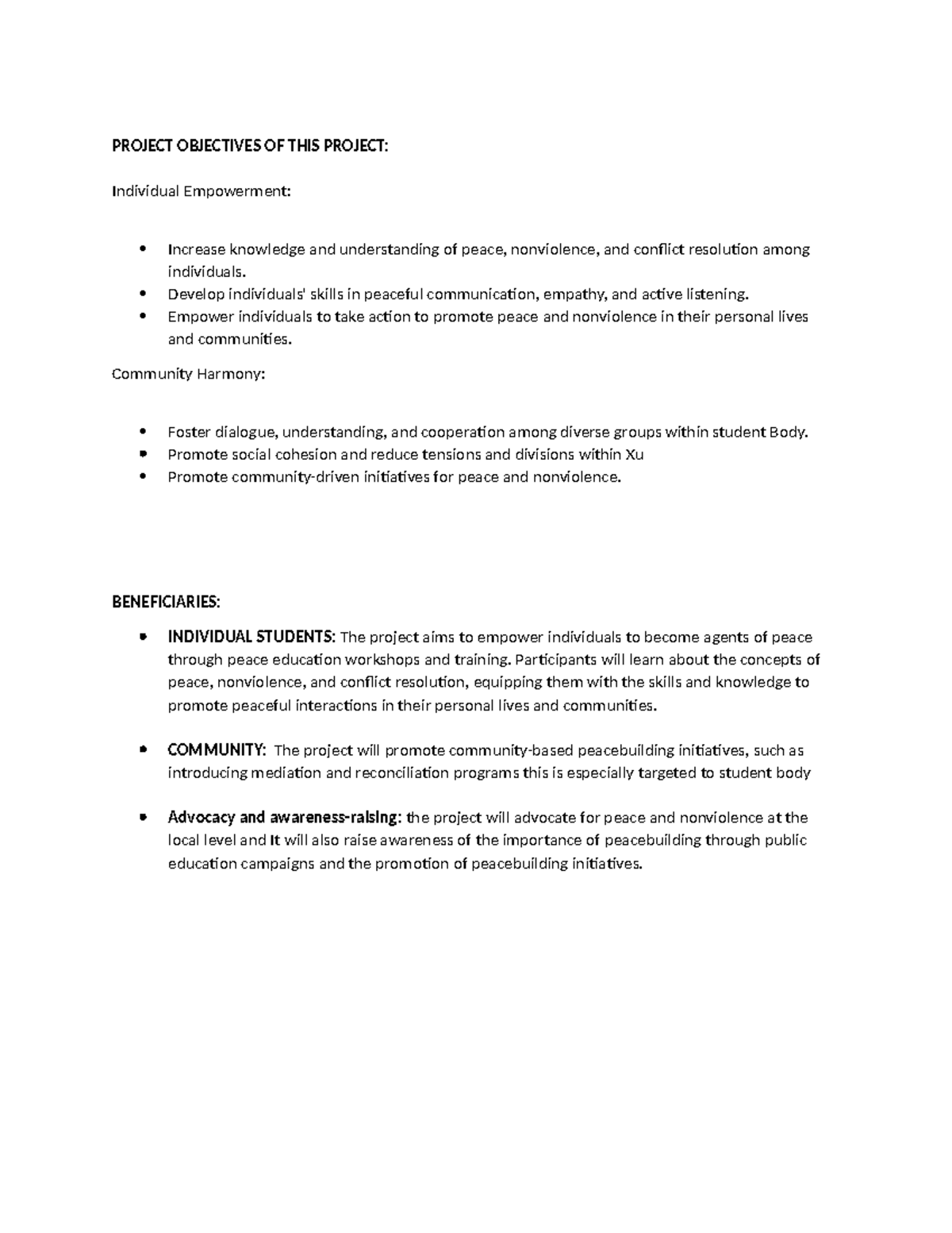 IDE - PROJECT OBJECTIVES OF THIS PROJECT: Individual Empowerment ...