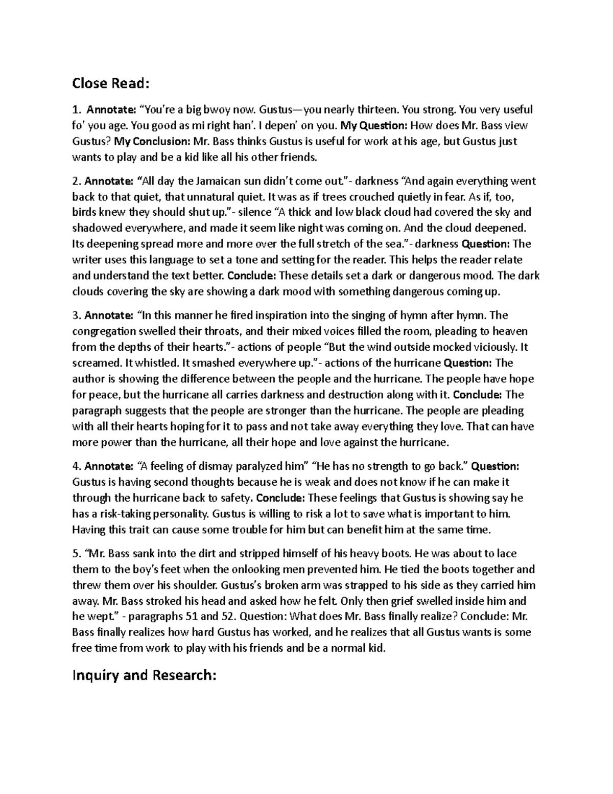 Analyze and Interpret- Banana Tree - Close Read: Annotate: “You’re a ...