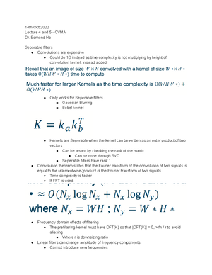 Computer Vision Methods and Applications Lecture 6 and 7 - 21st Oct 2022 - 21st Oct 2022 Lecture ...