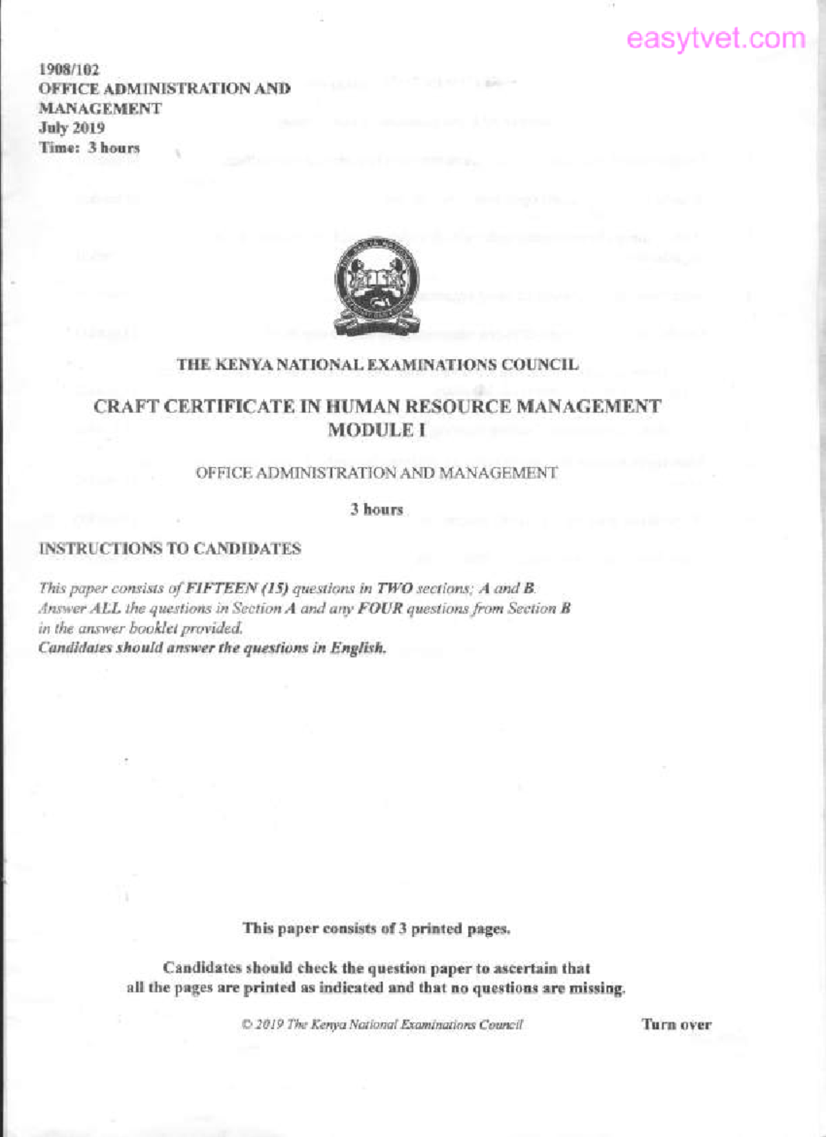 2019 july - Best notes - easytvet OFFICE ADMINISTRATION AND MANAGEMENT ...