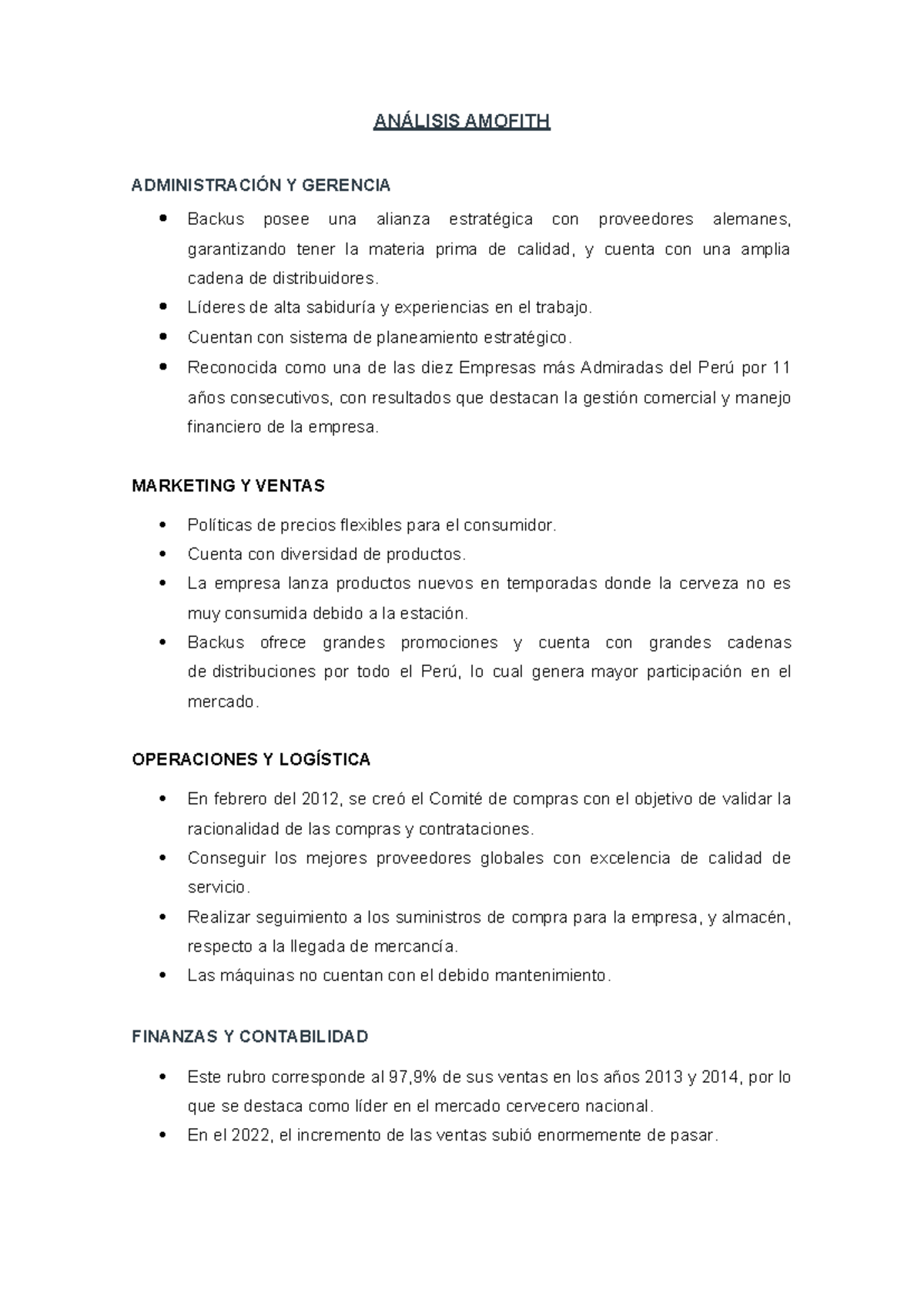 Amofith Y Matriz FODA - apuntes - ANÁLISIS AMOFITH ADMINISTRACIÓN Y ...