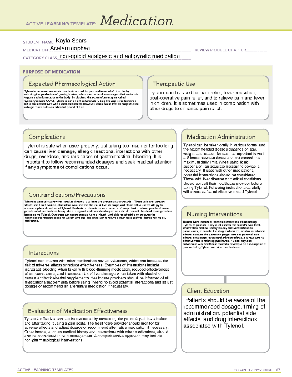 Acetaminophen active learning template - ACTIVE LEARNING TEMPLATES ...