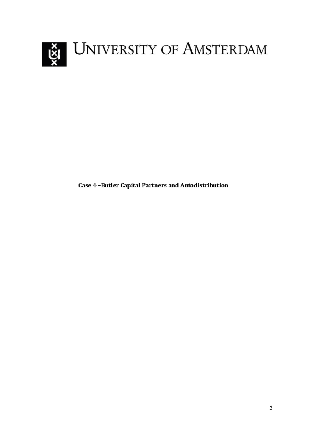 Case 4: Butler Capital Partners and Autodistribution - Case 4 –Butler ...