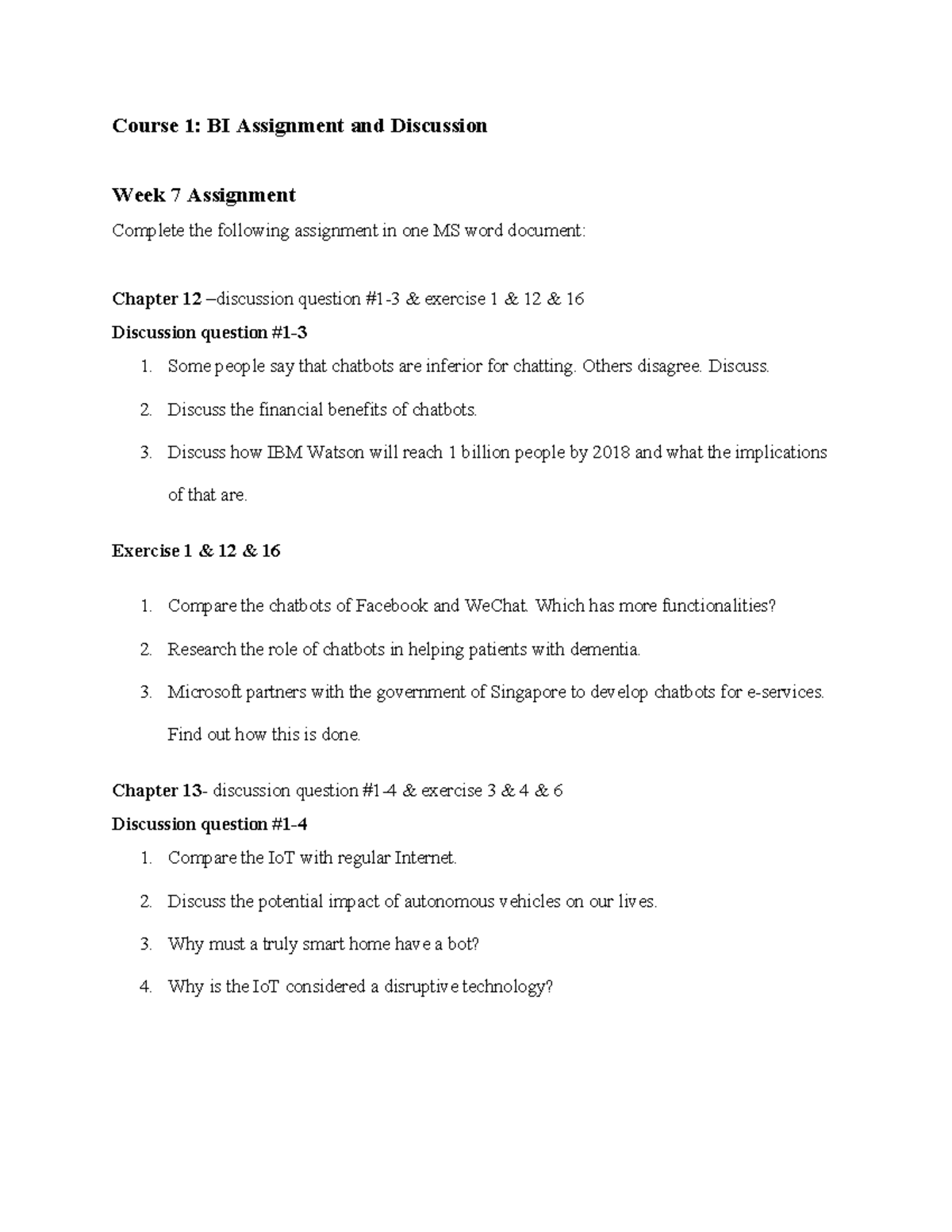 Week 7 BI Assignment - Course 1: BI Assignment and Discussion Week 7 ...