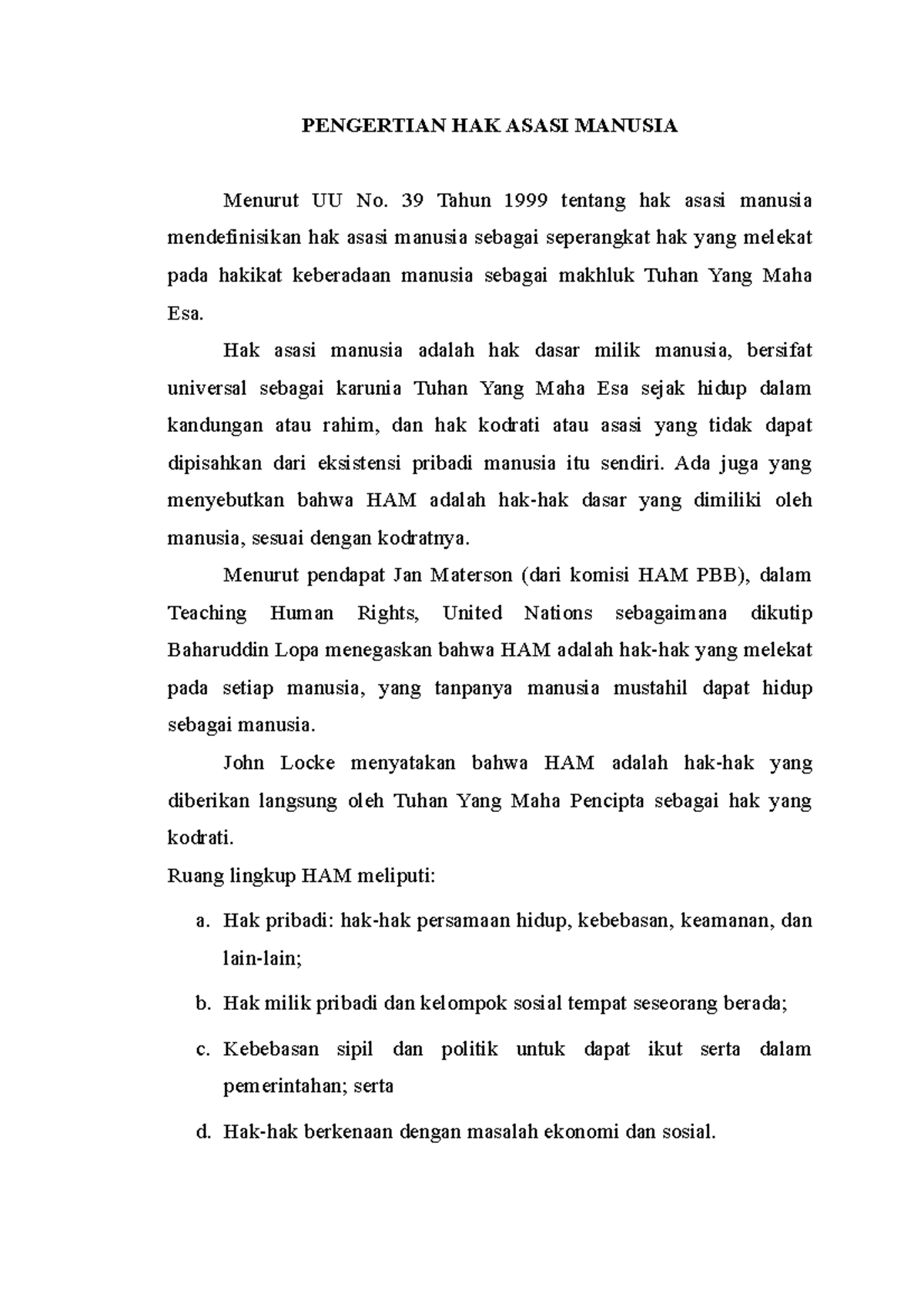 Pengertian HAK Asasi Manusia - PENGERTIAN HAK ASASI MANUSIA Menurut UU ...