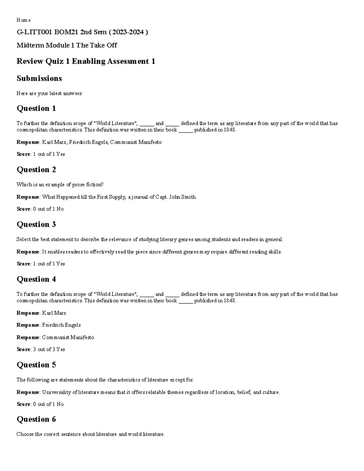 Submissions - G-LITT001 BOM21 2nd Sem ( 2023-2024 ) - Review Quiz 1 Enabling Assessment 1 - DLSU ...