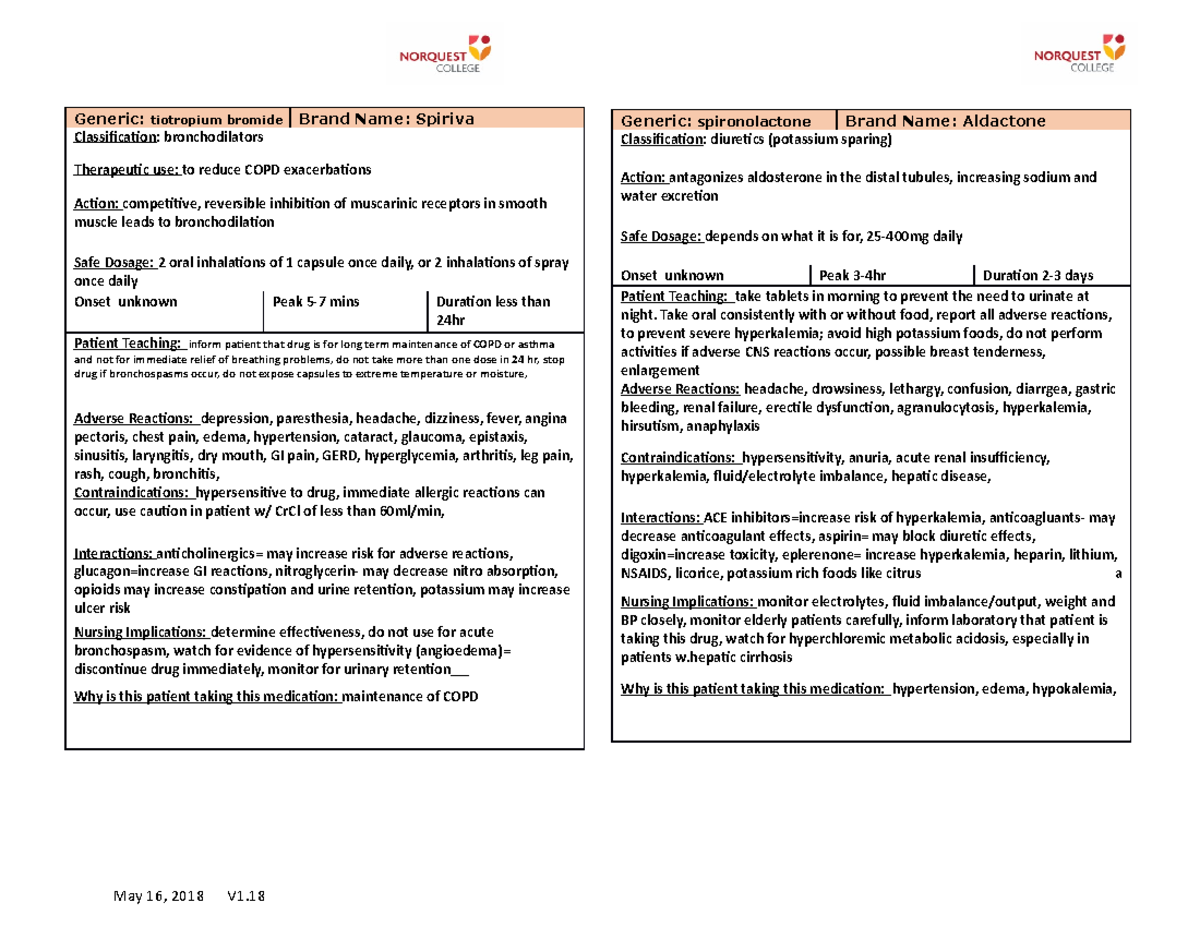 Nursing Medication Cards - May 16, 2018 V1. Generic: tiotropium bromide ...