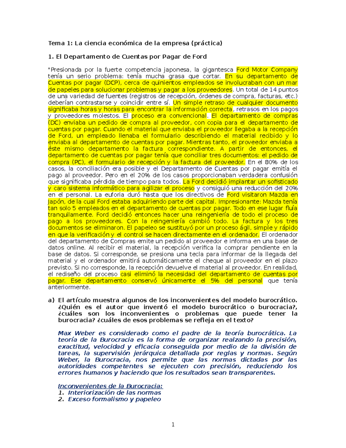 Práctica 1 Resuelta - Práctica 1 - Tema 1: La ciencia económica de la ...