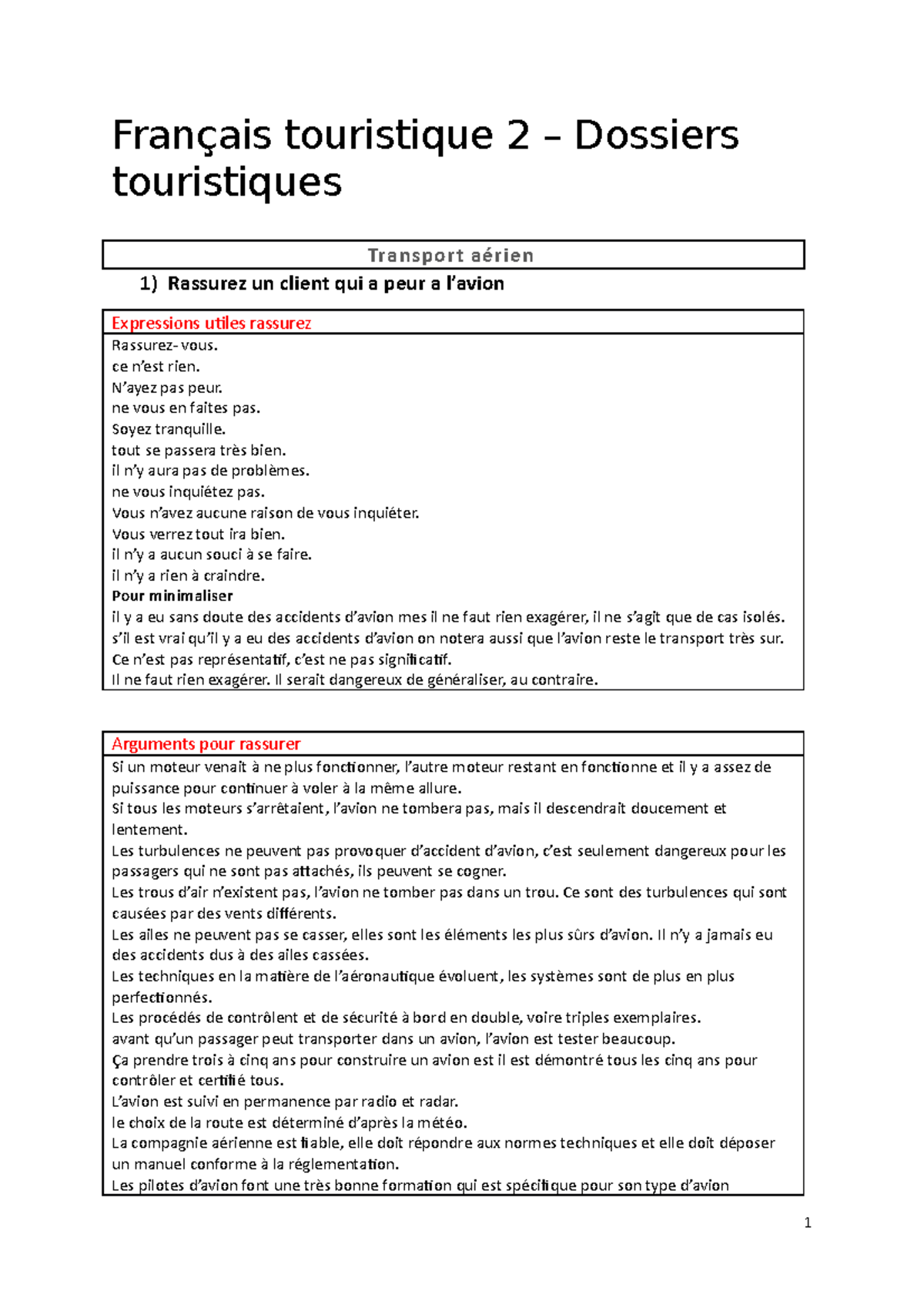 Français touristique 2 - voorbereiding examen - Français touristique 2 ...