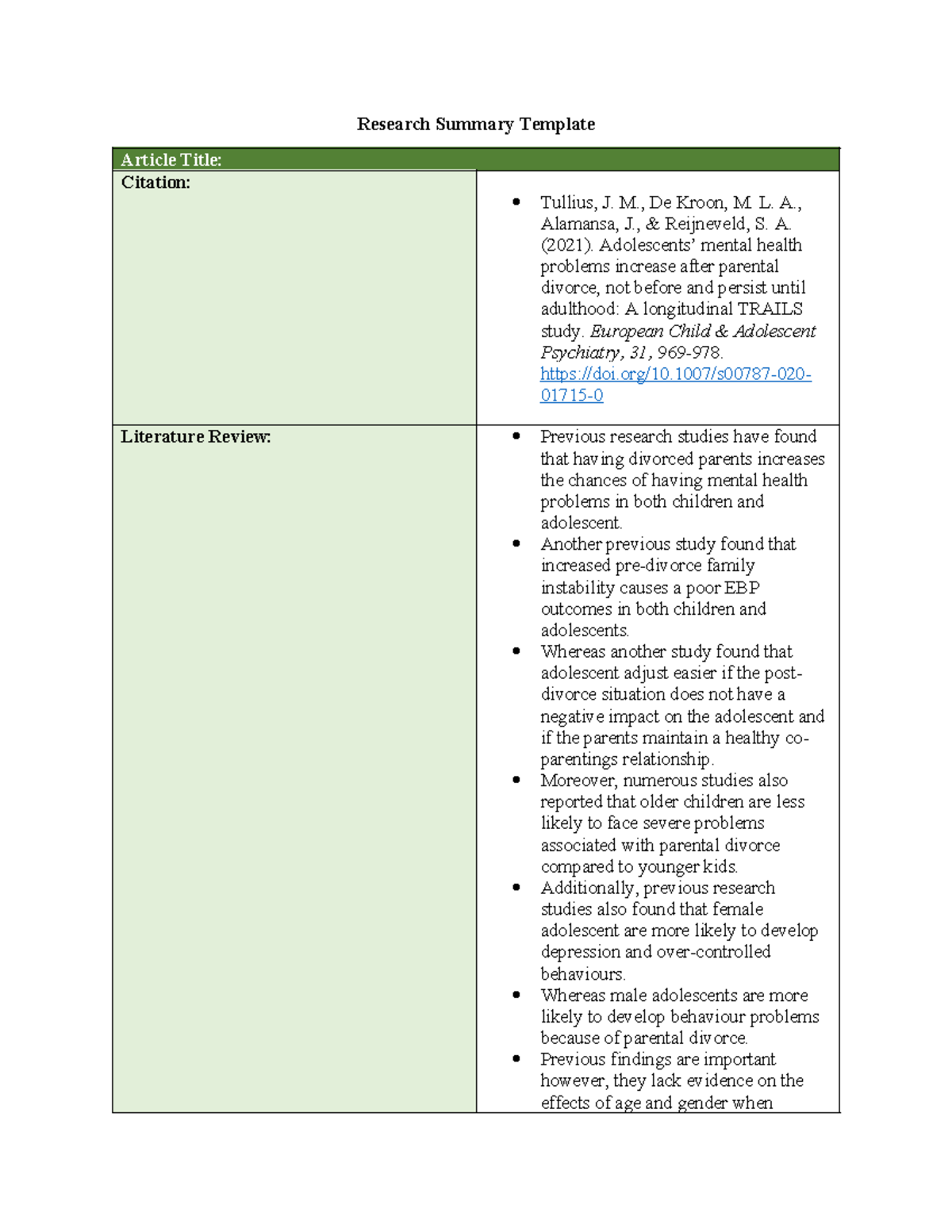 Research Summary 2 - M., De Kroon, M. L. A., Alamansa, J., & Reijneveld ...