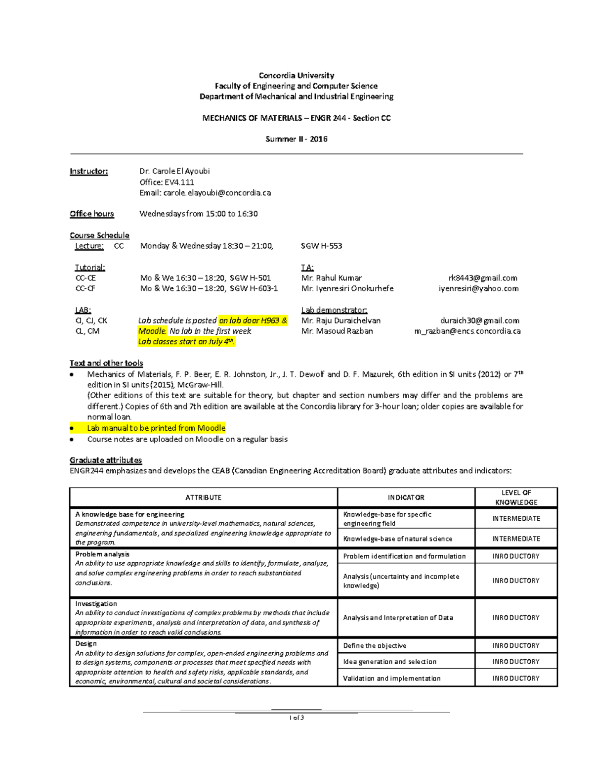 ENGR 244 Outline S16 - 1 of 3 Concordia University Faculty of Engineering and Computer Science ...