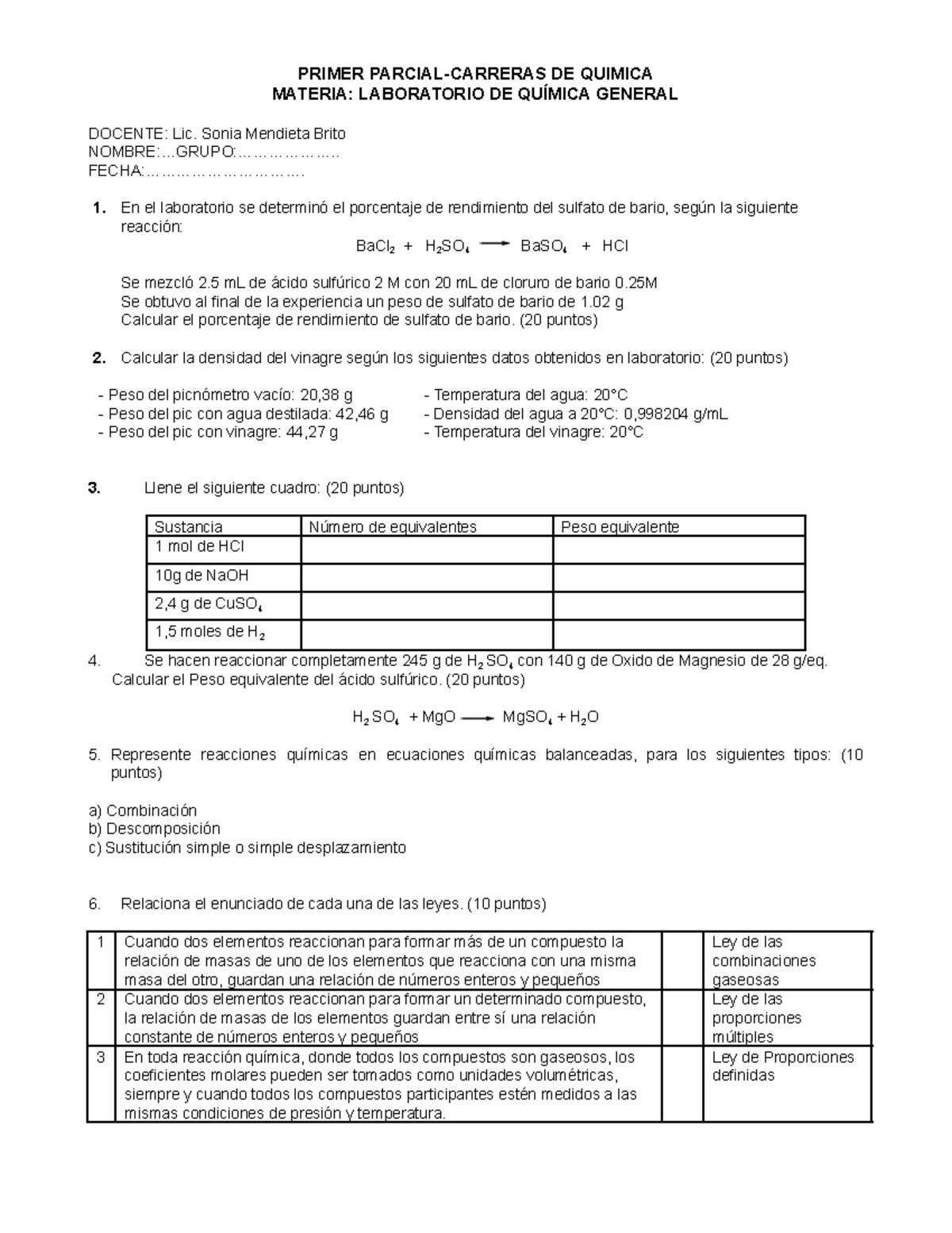 Primer Parcial Quimica 2,2020.docx - PRIMER PARCIAL-CARRERAS DE QUIMICA ...