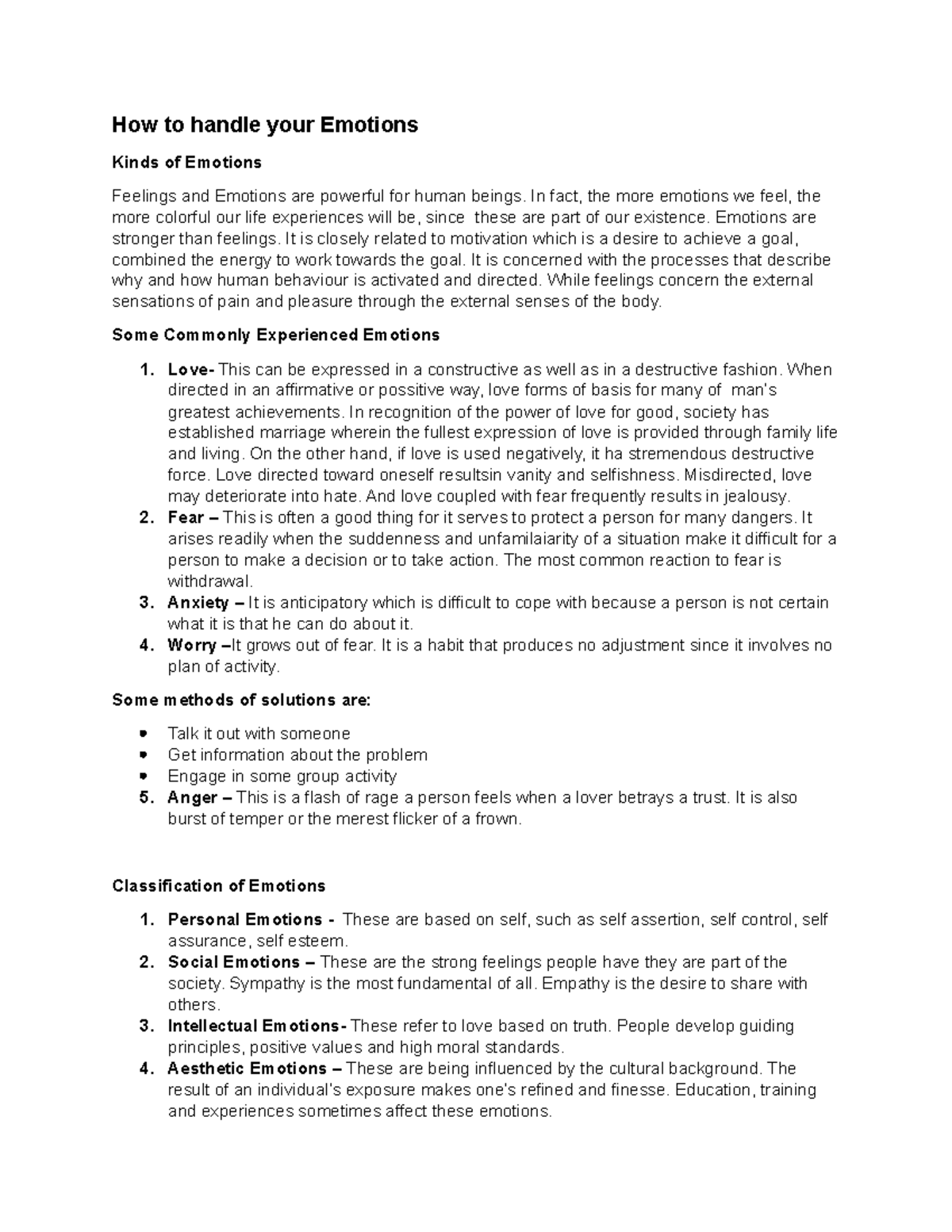 How to handle your Emotions - How to handle your Emotions Kinds of ...