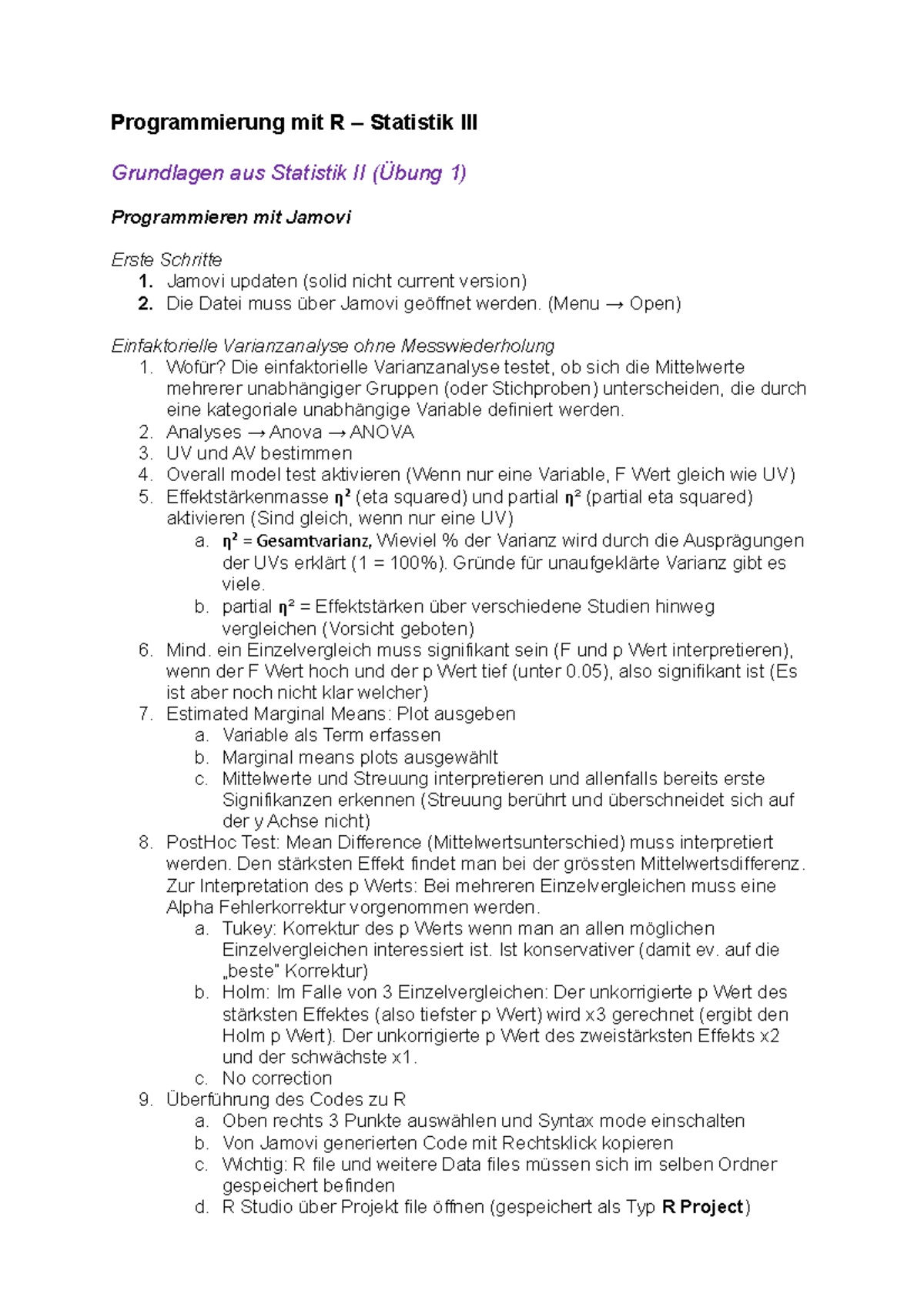 Statistik III: 2. Programmierung mit R - Programmierung mit R ...