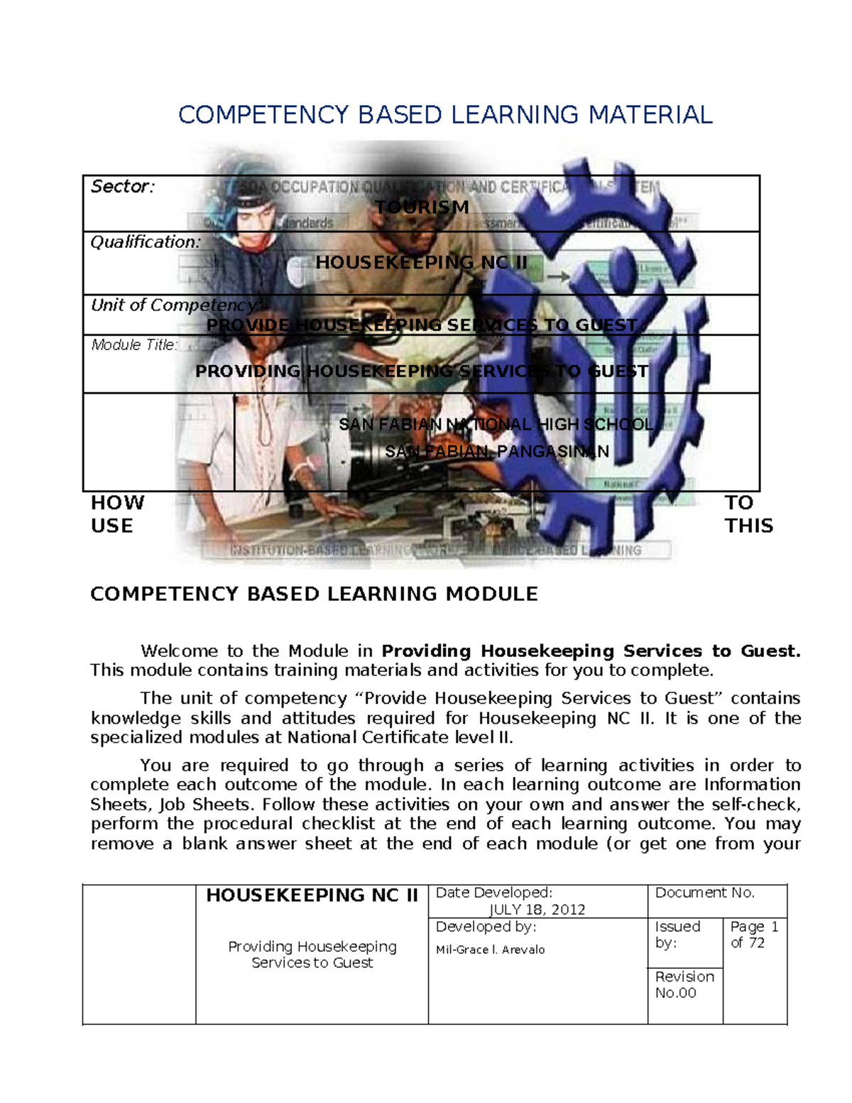 Housekeeping nc ii Providing Housekeepin - COMPETENCY BASED LEARNING ...