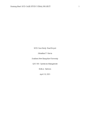 Module 4 Case Study - Running Head: MBA 530 Module 4 Case Study 1 MBA ...