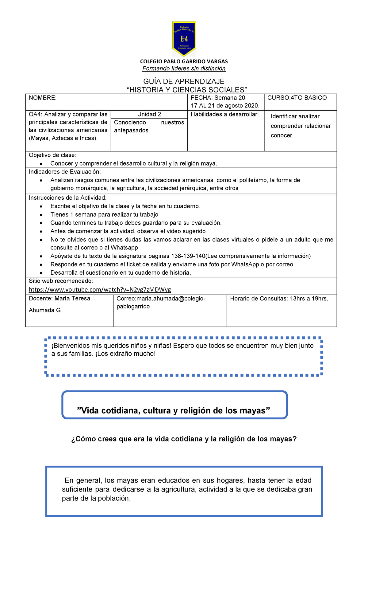 Myas actividad - habla de los mayas y sus riquezas culturales ...