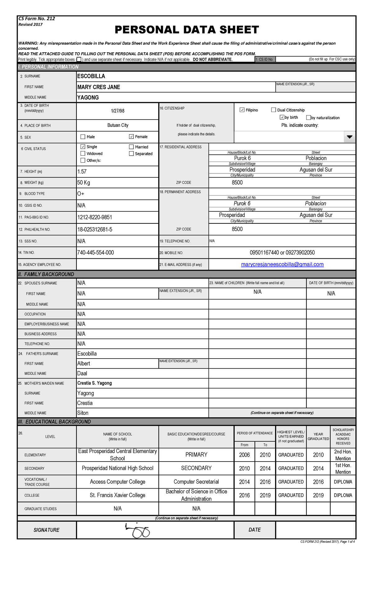 1 PDS Form D Pds Print Legibly Tick Appropriate Boxes And