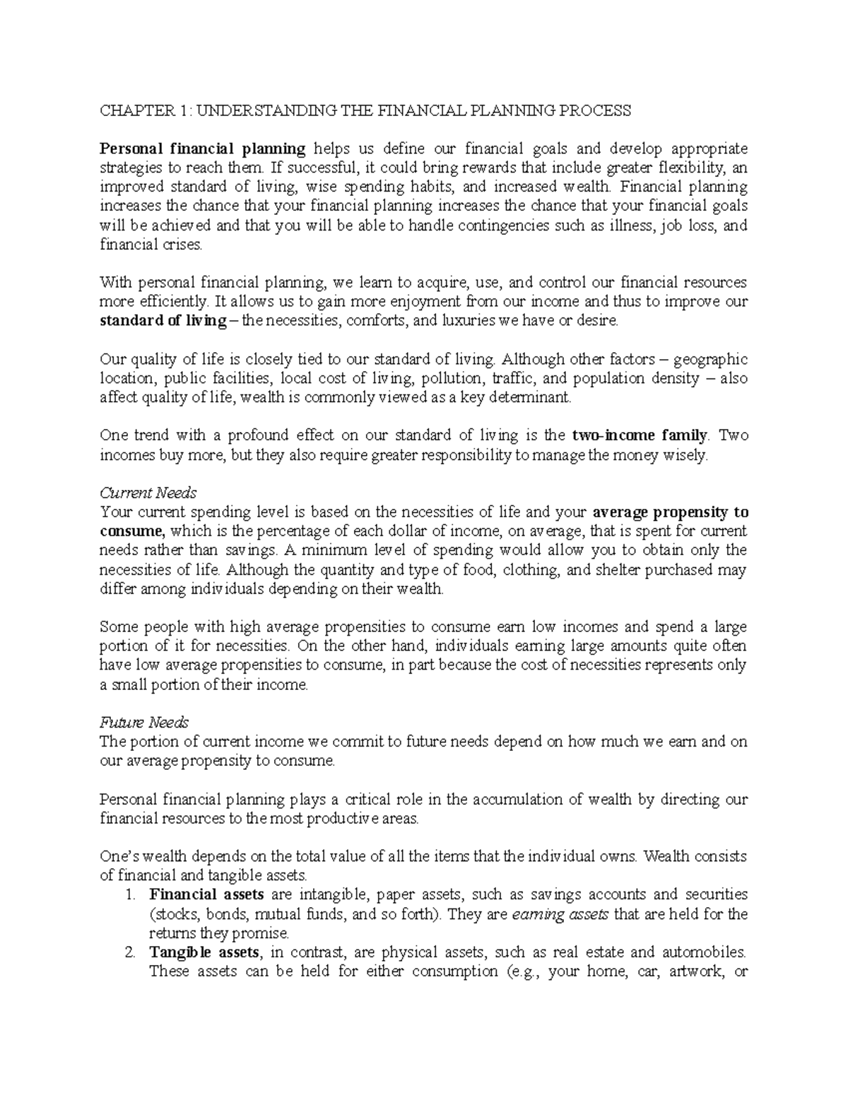 Personal Finance Chapter 1 - CHAPTER 1: UNDERSTANDING THE FINANCIAL ...
