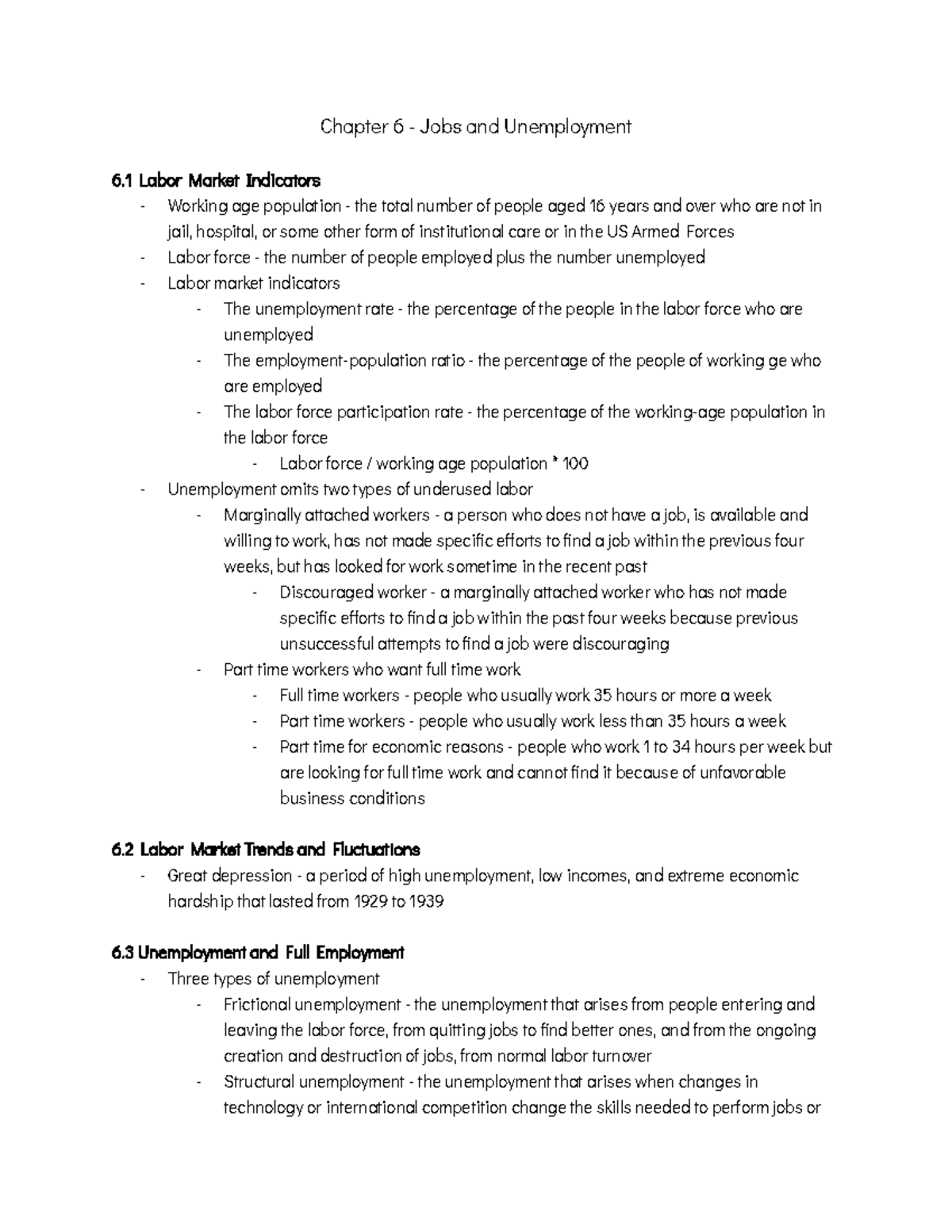 Chapter 6 - Jobs and Unemployment - Chapter 6 - Jobs and Unemployment 1 ...