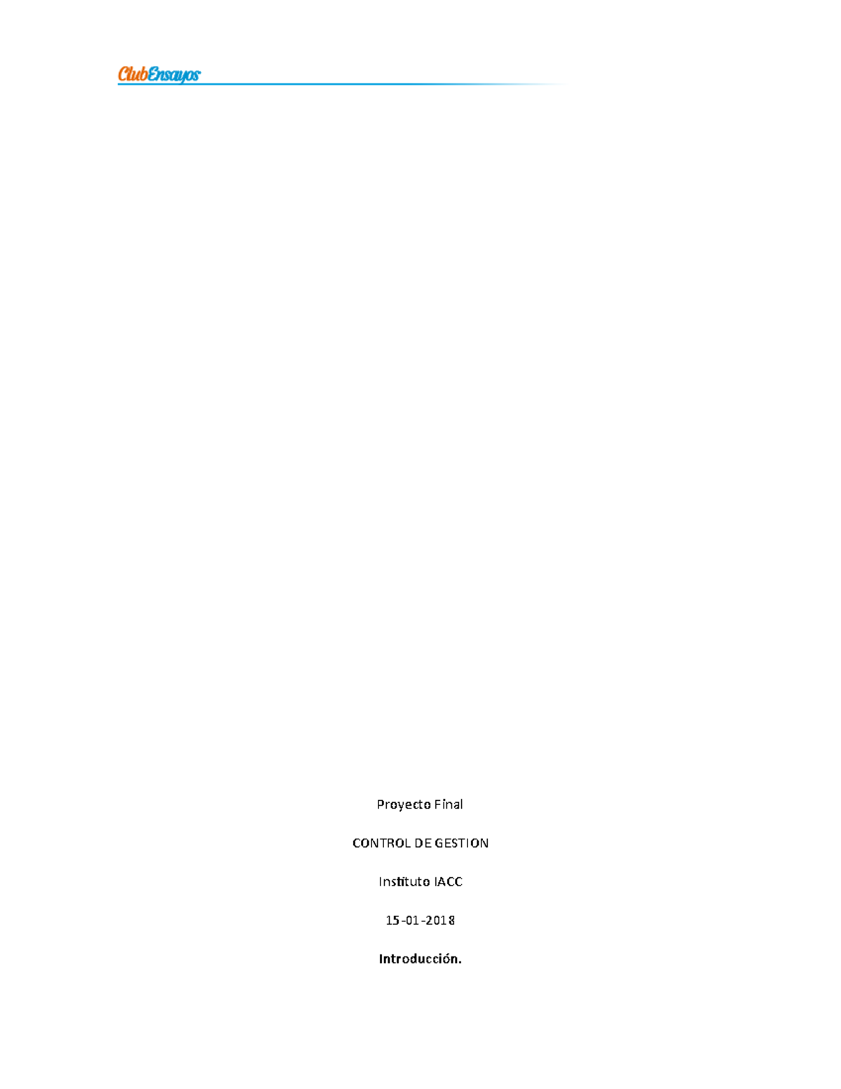 386911435 Proyecto Final Control de La Gestion - Proyecto Final CONTROL DE GESTION Instituto ...