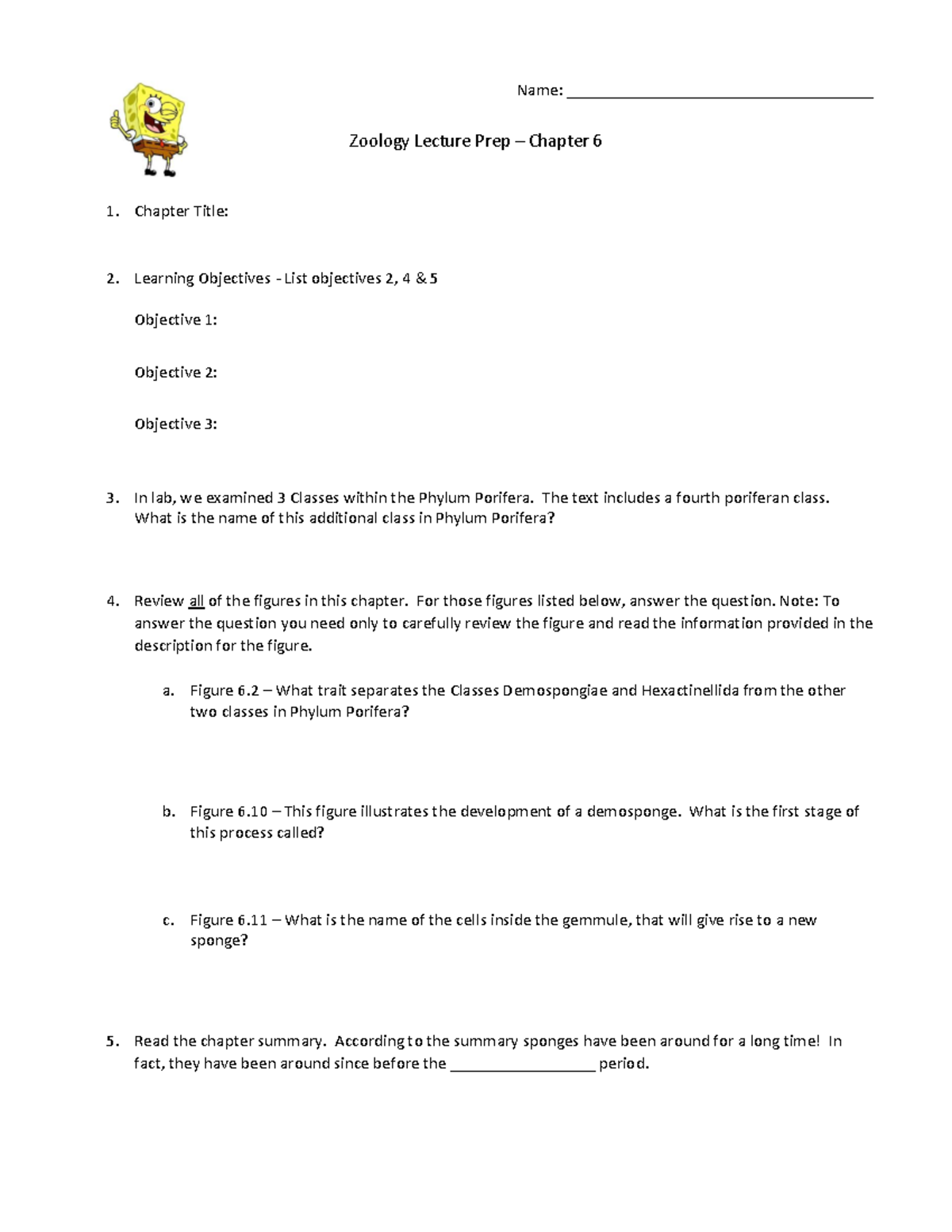 Lecture Prep Sheet - Chapter 6 - Name ...