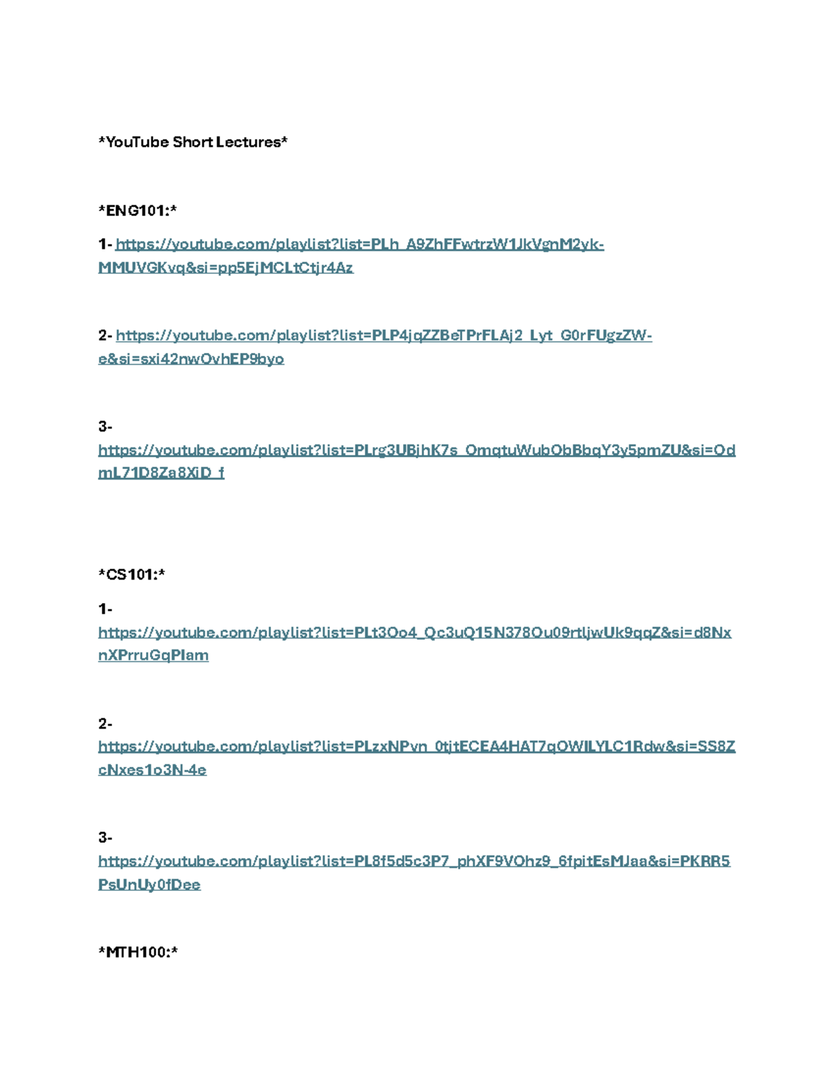 You Tube Short Lectures - YouTube Short Lectures ENG101: 1 - - Studocu