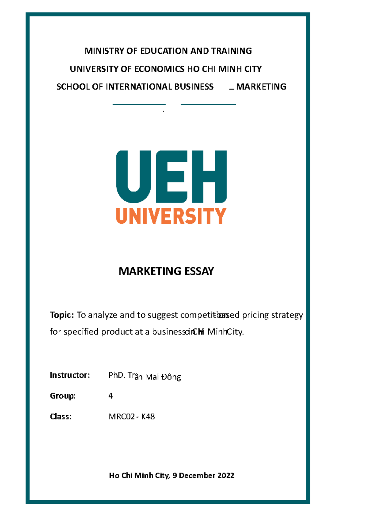 Marketing-essay - N/A - MARKETING ESSAY Topic: To analyze and to ...