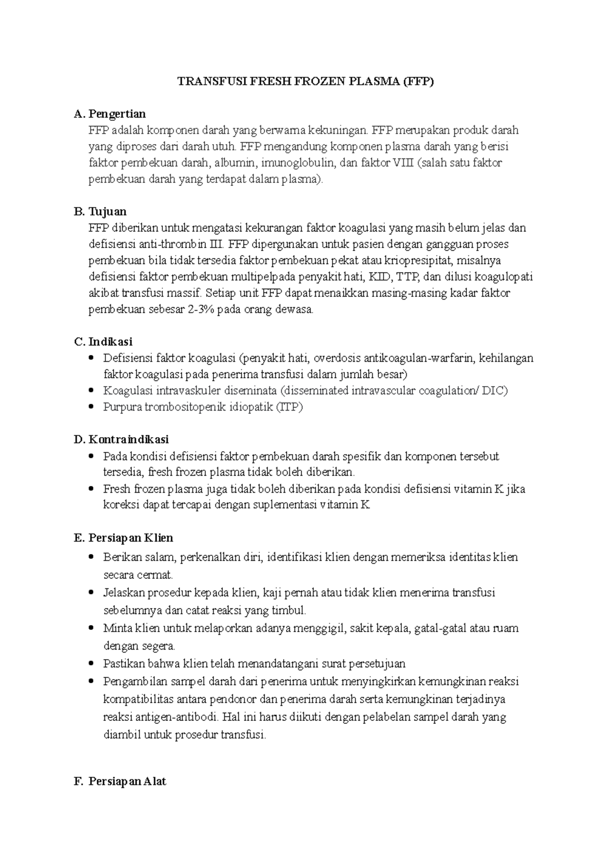 Transfusi Fresh Frozen Plasma - TRANSFUSI FRESH FROZEN PLASMA (FFP) A ...