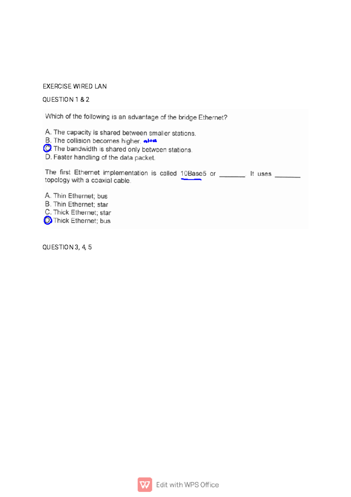 Exercise Wired objective - Data Communication Networking - NUR AZWA HUSNA BINTI ABD RAHMAN ...