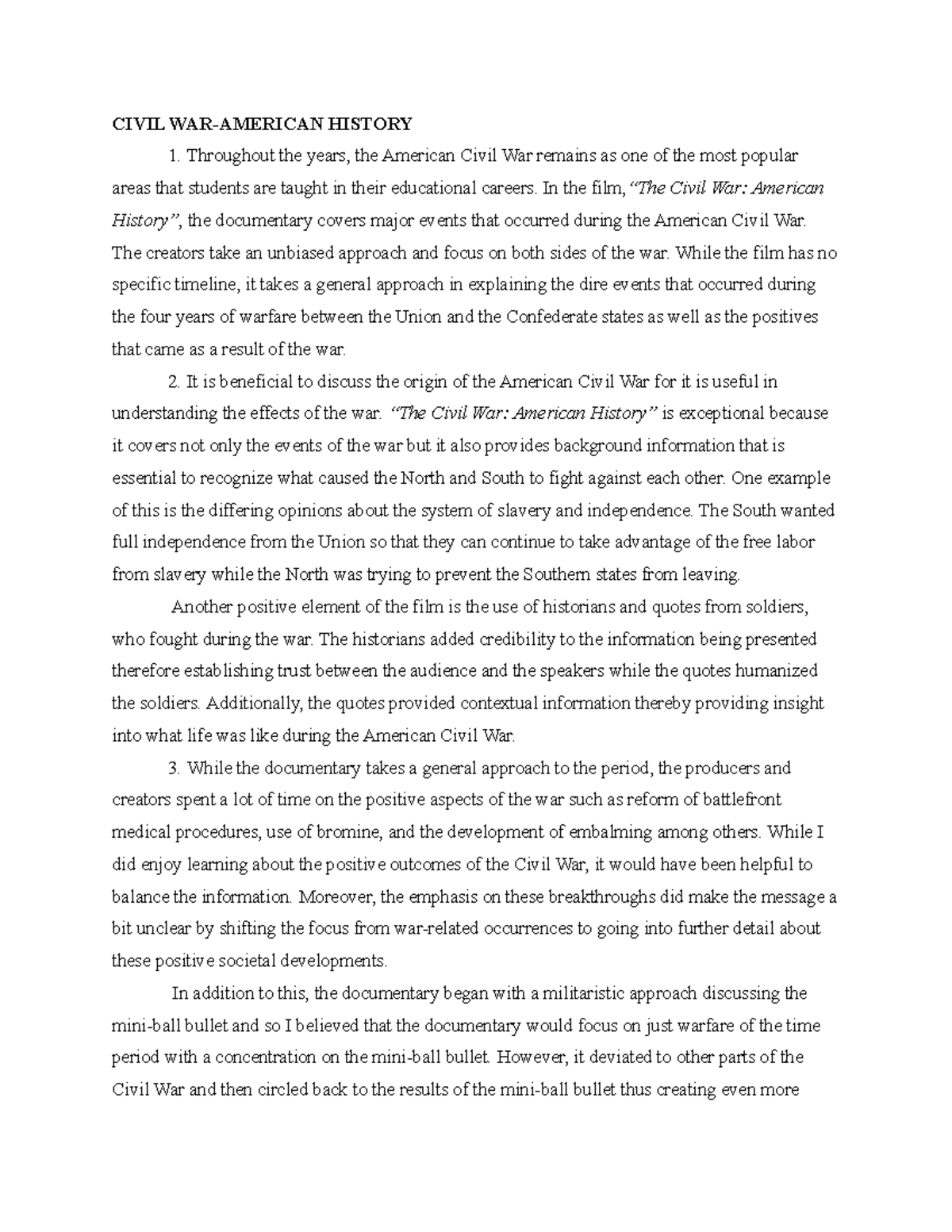 Civil WAR- American History - CIVIL WAR-AMERICAN HISTORY Throughout the ...