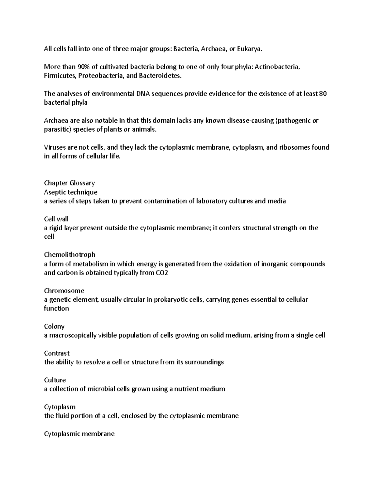 Definitions Of Various Terms And Summaries Of Different Concepts All Cells Fall Into One Of 5599